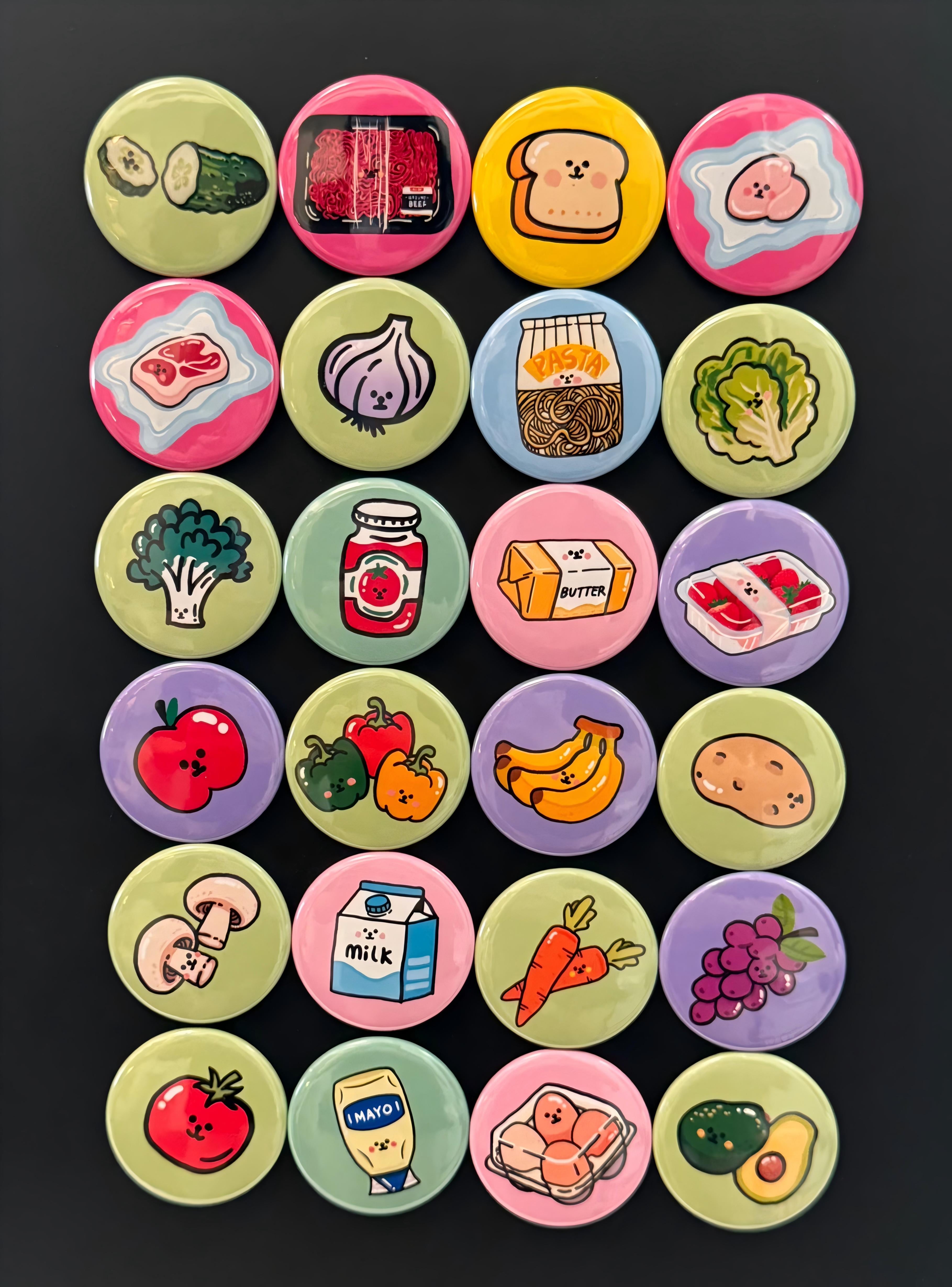 24 Food Fridge Magnets Set – Theartzzy